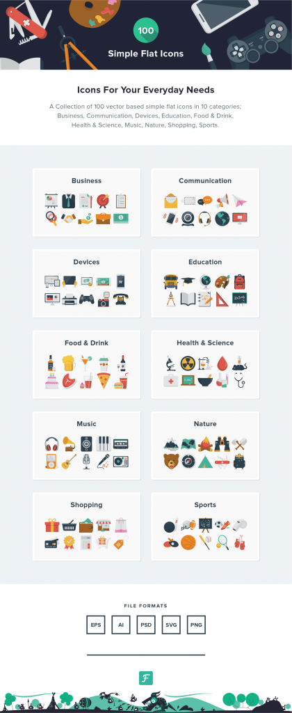 100 Simple Flat Icons - webdevsupply