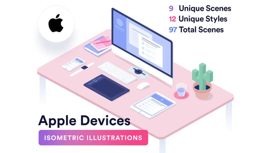 Isometric Illustrations Apple